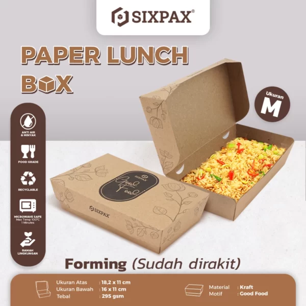 Lunch Box Kraft Motif Floral Size M (Forming) - KemasanFnB